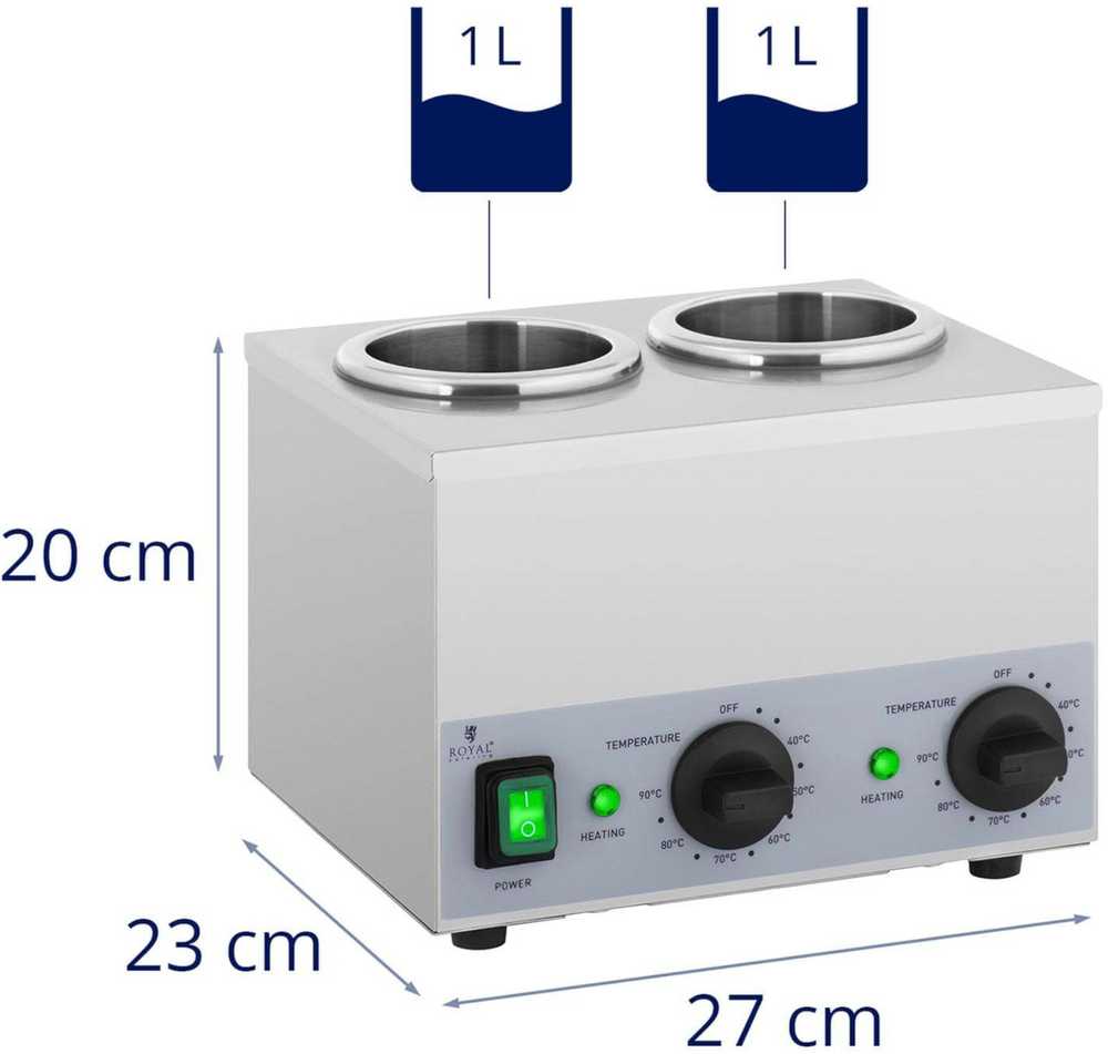Royal Catering Buteliuko šildiklis sosów na ciepło 2x 1L 40-90C 400W ...