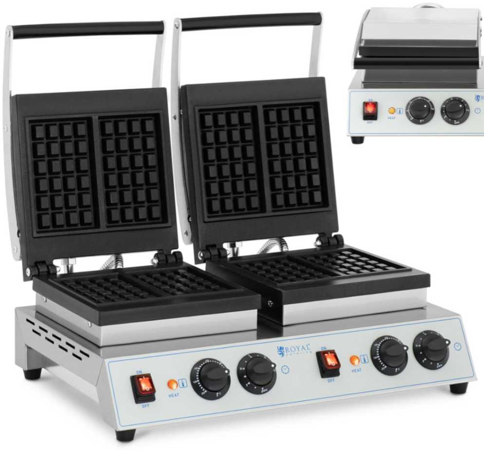 Royal Catering Stačiakampė dviguba vaflinė 4 belgiškiems vafliams 2 x ...