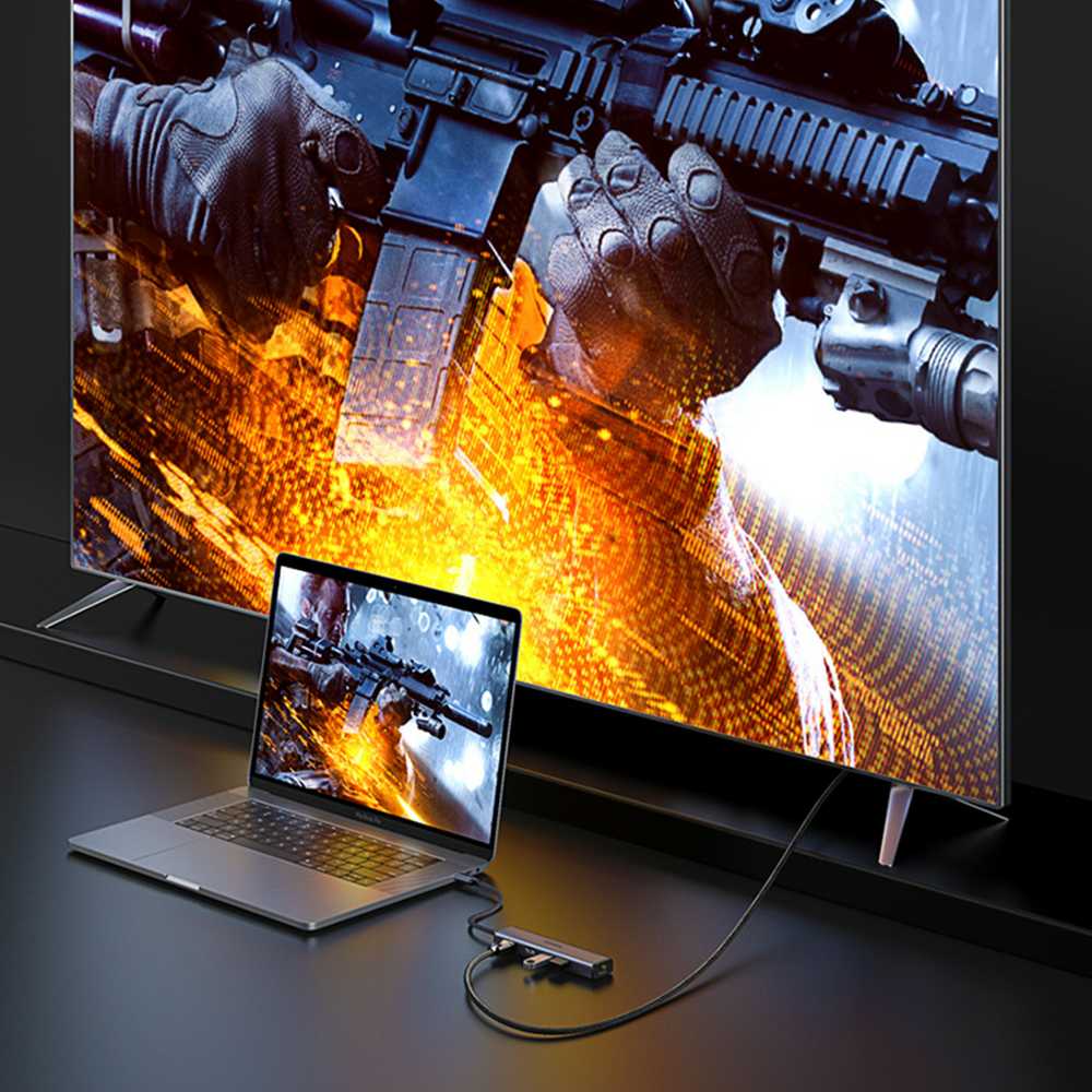 Ugreen adapterio keitiklis HUB 5in1 USB C – 3x USB 3.0 / HDMI / RJ45 ...