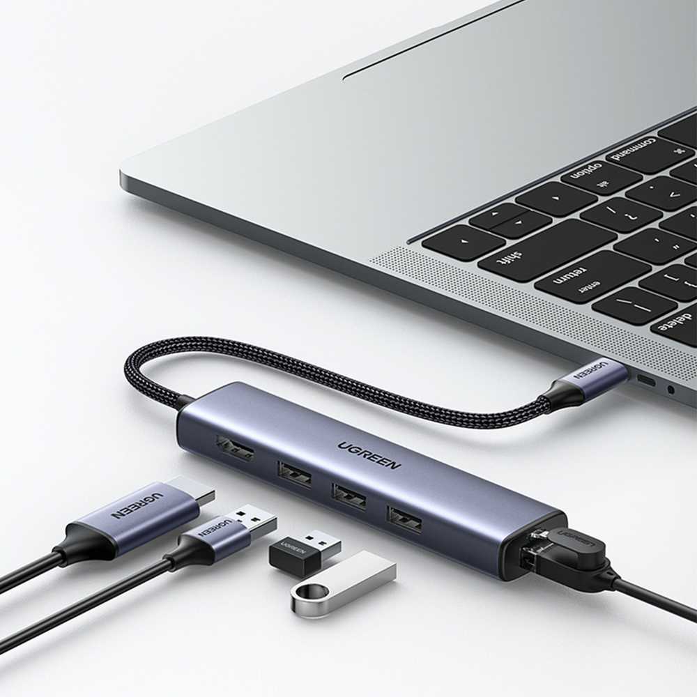 Ugreen adapterio keitiklis HUB 5in1 USB C – 3x USB 3.0 / HDMI / RJ45 ...