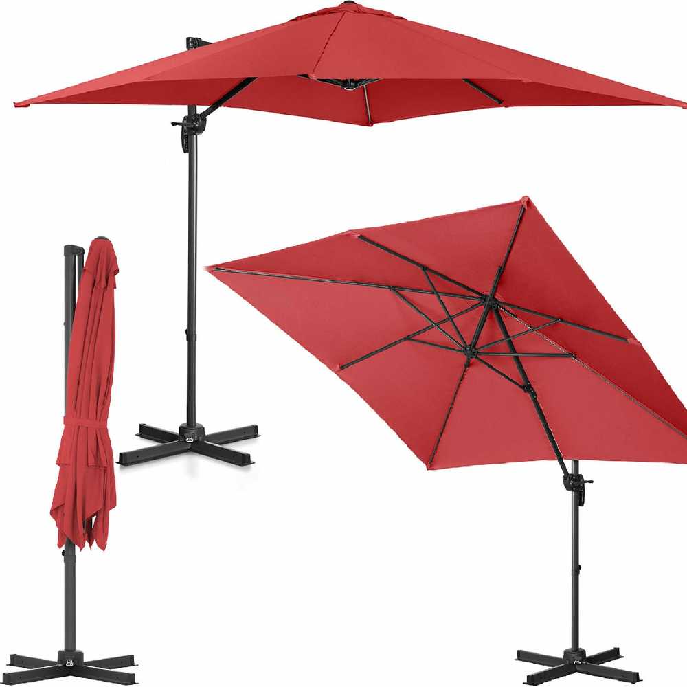 Uniprodo Šoninis sodo skėtis, kvadratinis, 250 x 250 cm, bordo, modelis ...