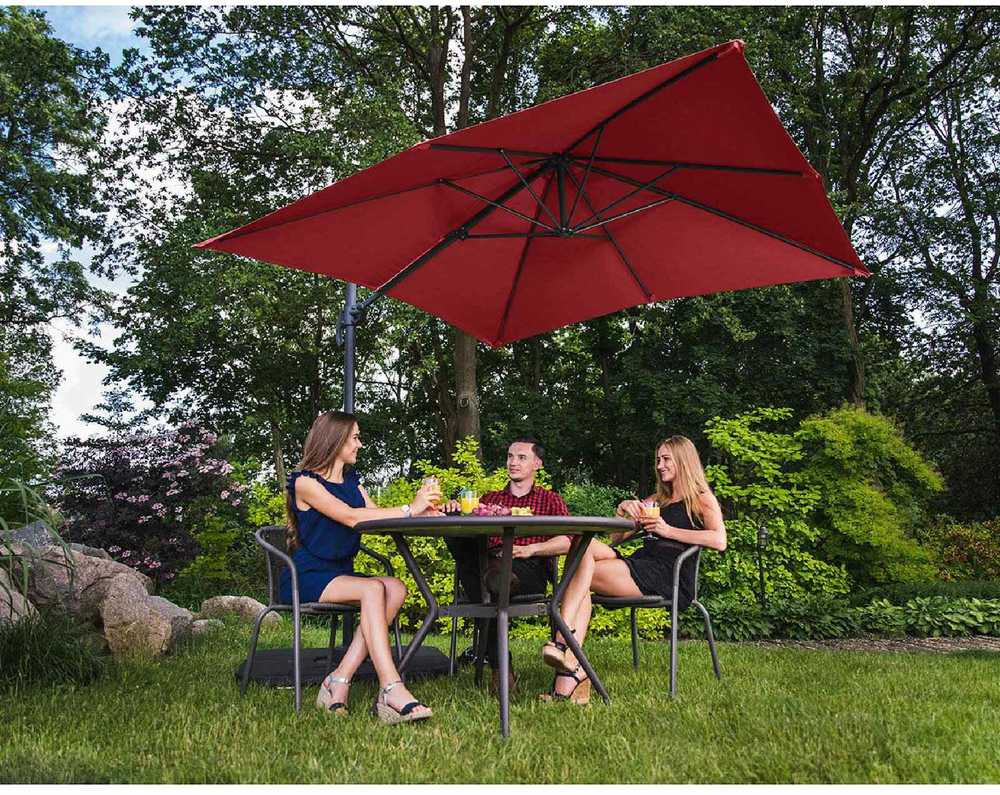 Uniprodo Šoninis sodo skėtis, kvadratinis, 250 x 250 cm, bordo, modelis ...