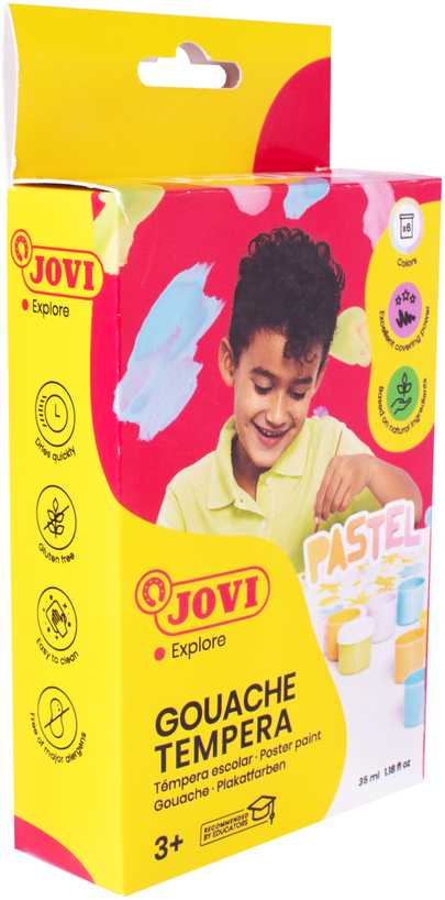 Guašas JOVI TEMPERA, 35 ml, 6 pastelinių spalvų rinkinys su teptuku ...