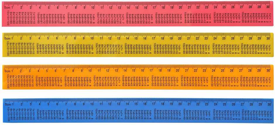 Plastikinė liniuotė su daugybos lentele 30 cm, žema kaina | Varle.lt