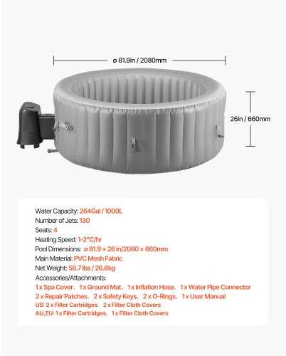Bonideco Works Pripučiama lauko sūkurinė vonia PVC, 4–6 asmenims, pilka ...