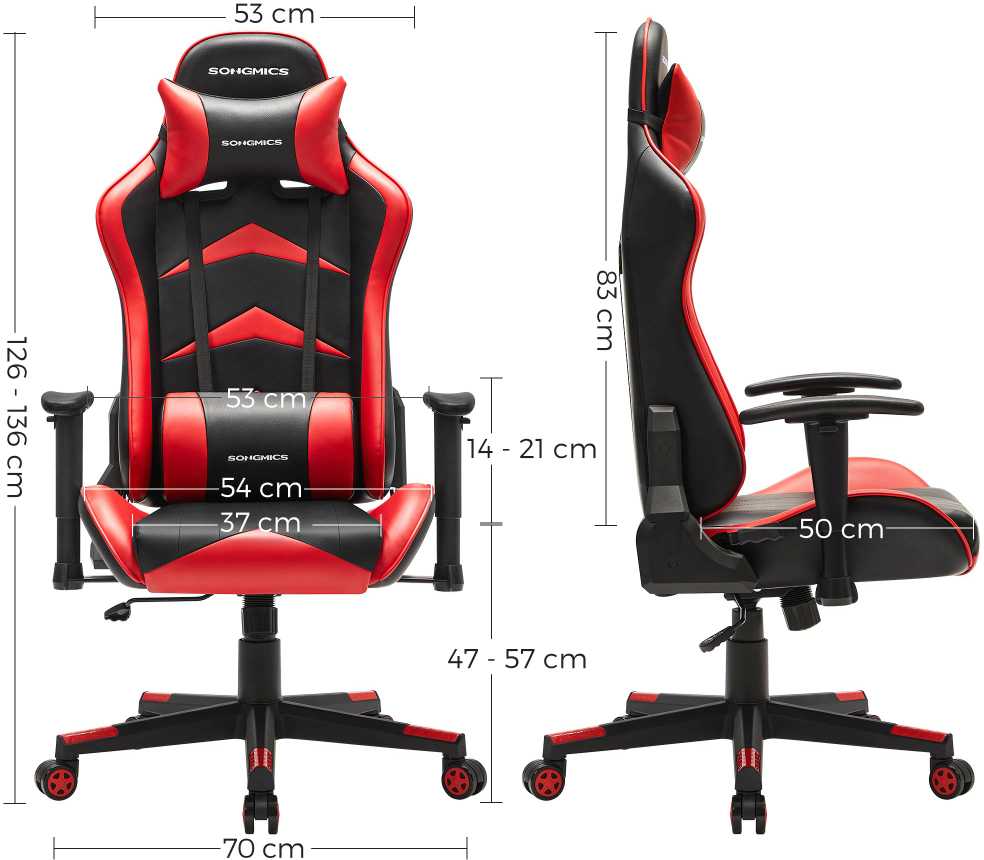 Songmics Biuro kėdė su reguliuojamais porankiais Juodai raudona ...