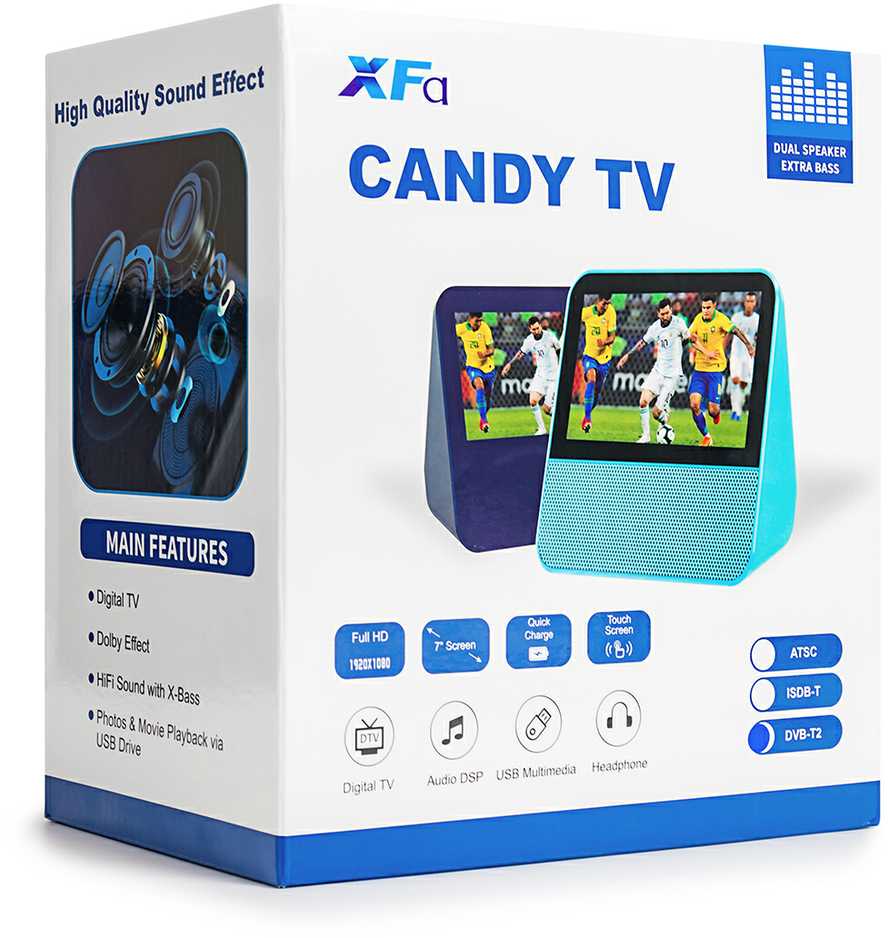 Vaizdo grotuvas Candy Tv Grotuvas nešiojamas XFA Mini nešiojamas televizorius 7" DVB-T2 DAB+ FM ...