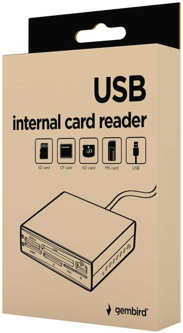 Gembird FDI2-ALLIN1-02-B Vidinis USB kortelių skaitytuvas ir rašymo įrenginys, juodas, modelis ...