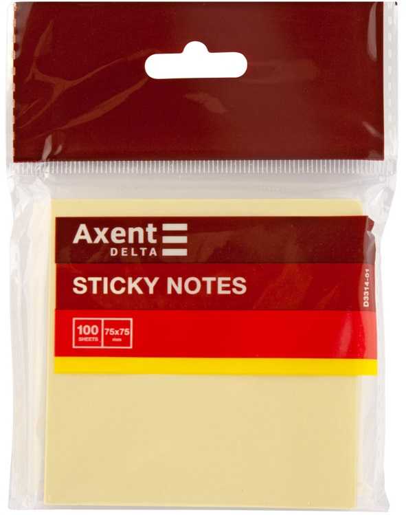 Lipnūs lapeliai užrašams AXENT Delta, 75x75mm, 100 lapelių, geltonos sp., žema kaina | Varle.lt