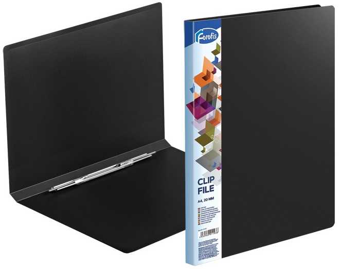 Plastikinis segtuvas FOROFIS, A4, 600mkr, su spiraline įsegėle, juodos ...