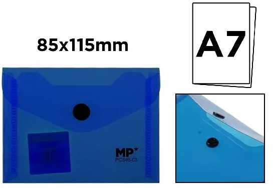 Plastikinis vokas su spaustuku MP, A7, 260mkr, permatomas, mėlynos sp ...