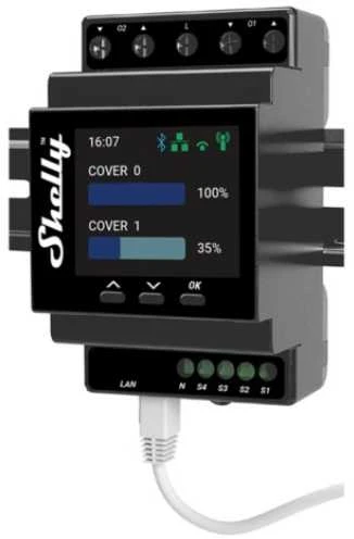Shelly Pro Dual Cover / Shutter PM, LCD, AC, 16 A, 53 mm, 59 mm, 96 mm ...
