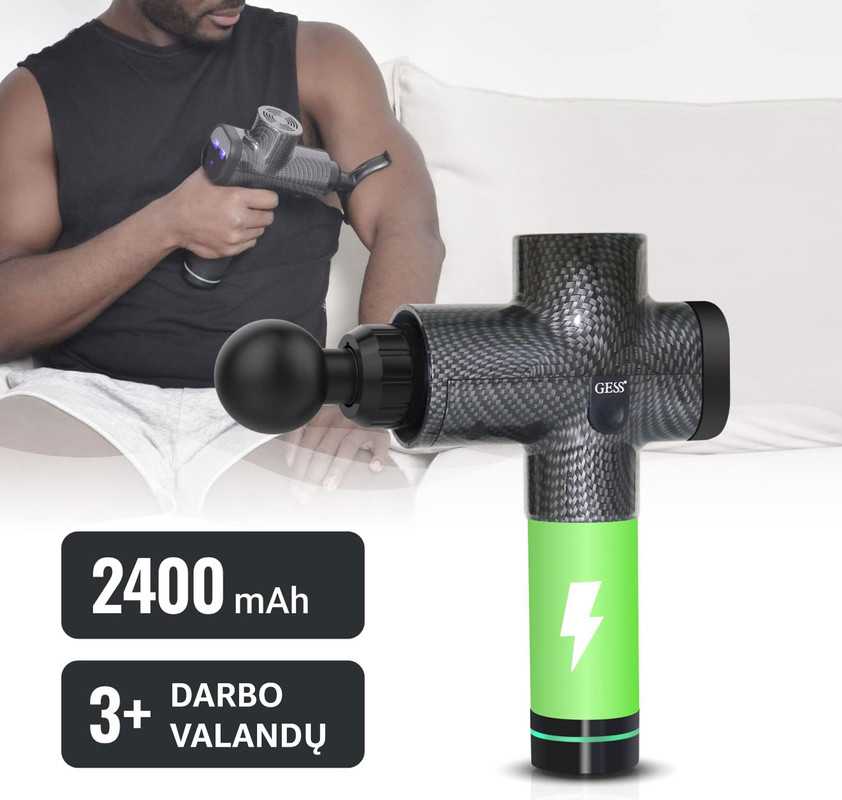 Smūginis masažuoklis Gess Revolver, modelis - Revolver massager, žema ...