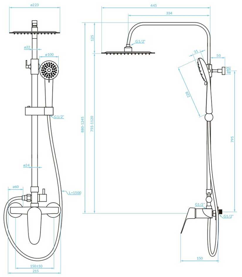 Dušo sistema su maišytuvu Kuchinox SAGRA, PQR_70OB, Juodas, žema kaina ...