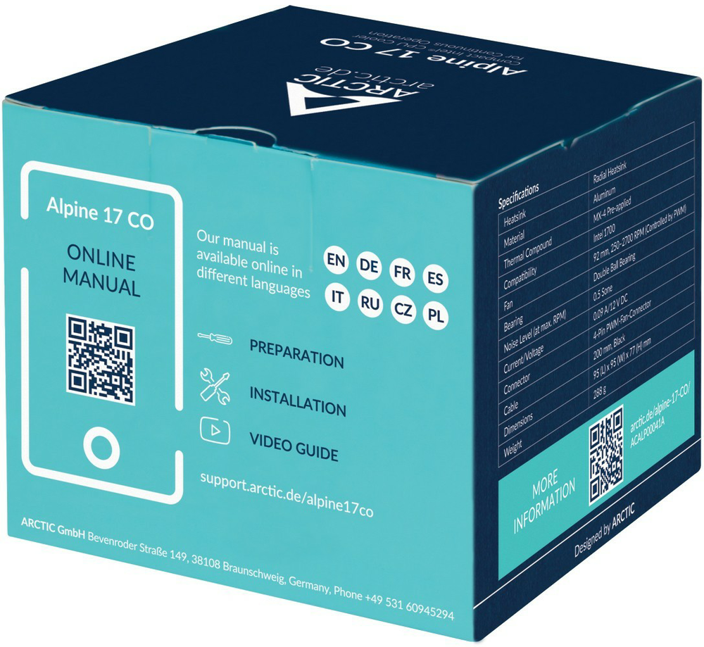 ARCTIC Alpine 17 CO procesoriaus aušintuvas, Intel 1700, modelis ...