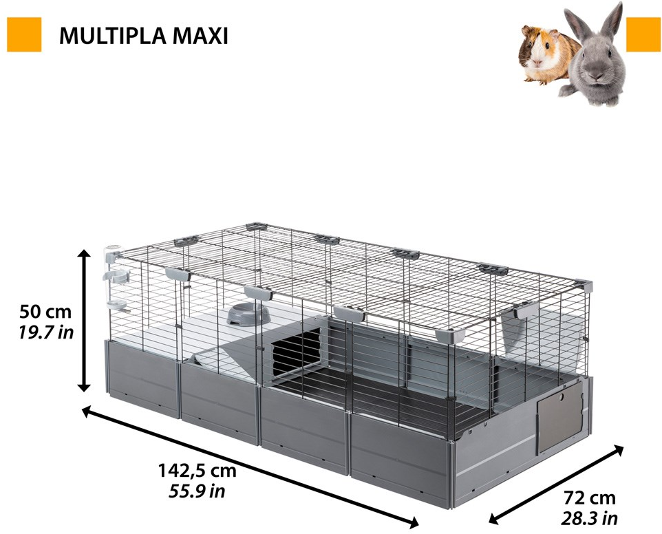 Ferplast Triušių narvas Multipla Maxi, juodos spalvos, 142,5x72x50cm ...