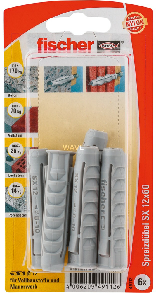 Fischer Expansion anchor SX 12x60 K, modelis - 49112, žema kaina | Varle.lt