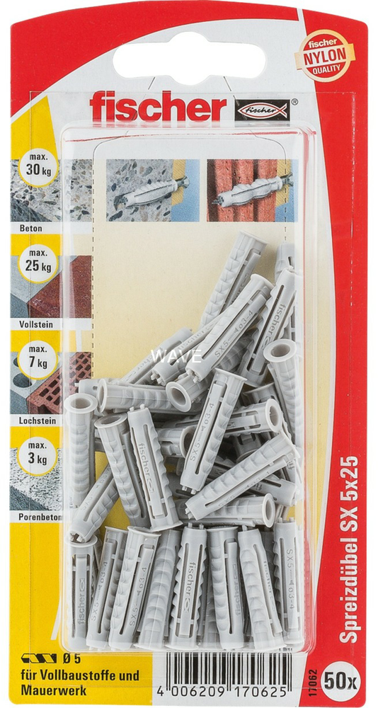 Fischer Expansion anchor SX 5x25 K 50, modelis - 017062, žema kaina ...