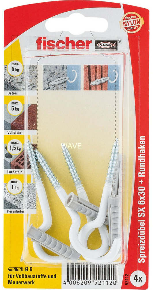 Fischer Expansion anchor SX 6x30 RH K, modelis - 052112, žema kaina ...