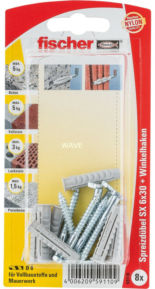 Fischer Expansion anchor SX 6x30 WH K, modelis - 059110, žema kaina ...