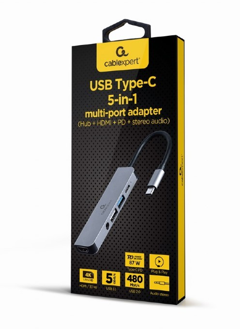 GEMBIRD A-CM-COMBO5-02 kelių prievadų adapteris C tipo USB 5in1 ...