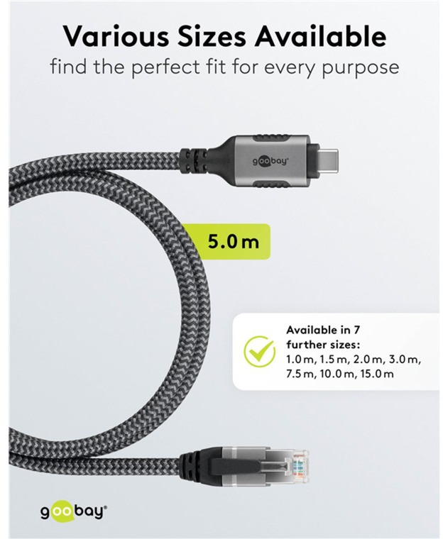 Goobay Ethernet kabelis USB-C 3.2 Gen1 kištukas > RJ-45 kištukas, LAN ...