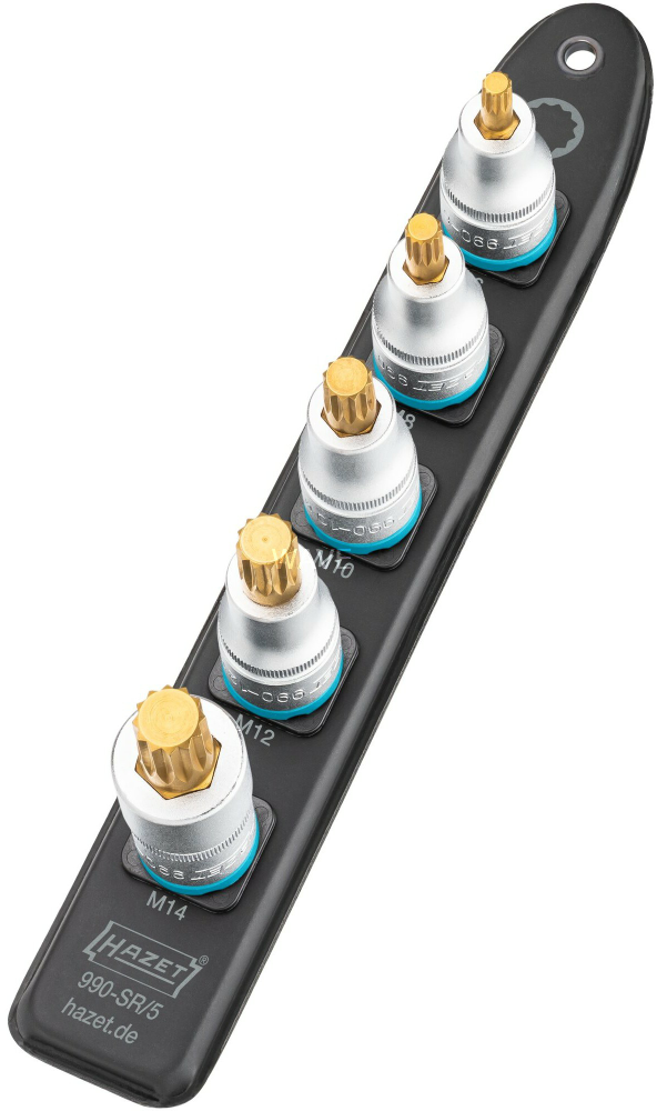 Hazet Hazet SmartRail 1 / 2 socket set, multi-tooth, 5 pieces (juodas, M6 - M14, short), modelis ...