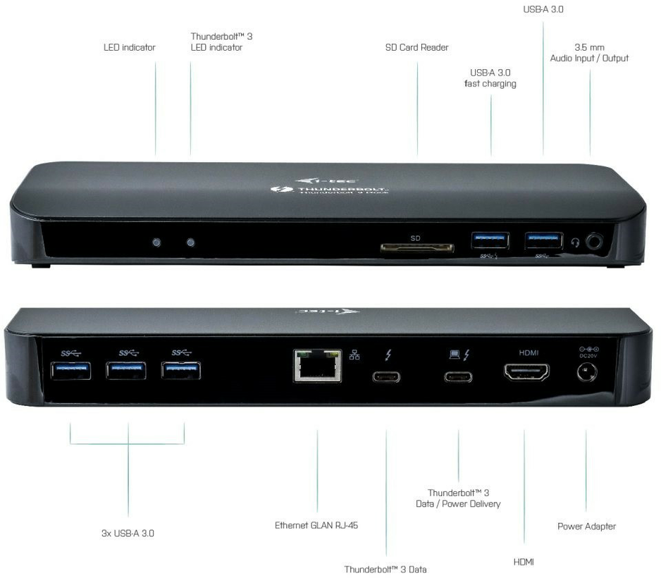 I-TEC Thunderbolt 3 Dual 4K Docking Station Maitinimas 65W, modelis - TB3HDMIDOCKPD, žema kaina ...