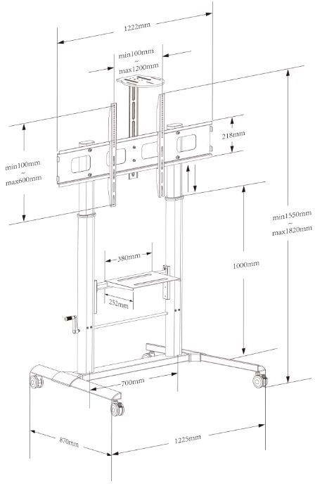 Laikiklis Techly mobilus stovas interaktyvioms lentoms 52-110 colių ...