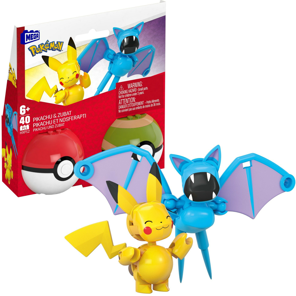 Mega Bloks Mattel MEGA Pokémon Poké Ball - Pikachu ir Zubat, statybinis ...