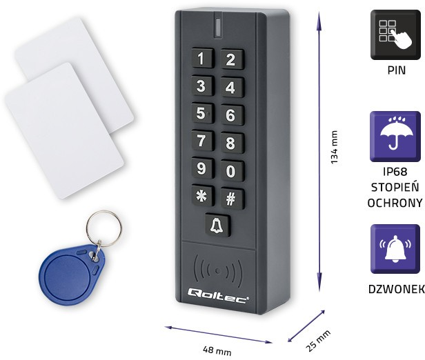 QOLTEC 52440 Kodinė spyna CALISTO su RFID skaitytuvu Kodų kortelės ...