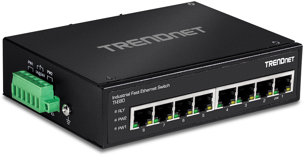 Šakotuvas TRENDNET 8-Port Indust Fast Eth Switch, modelis - TI-E80 ...
