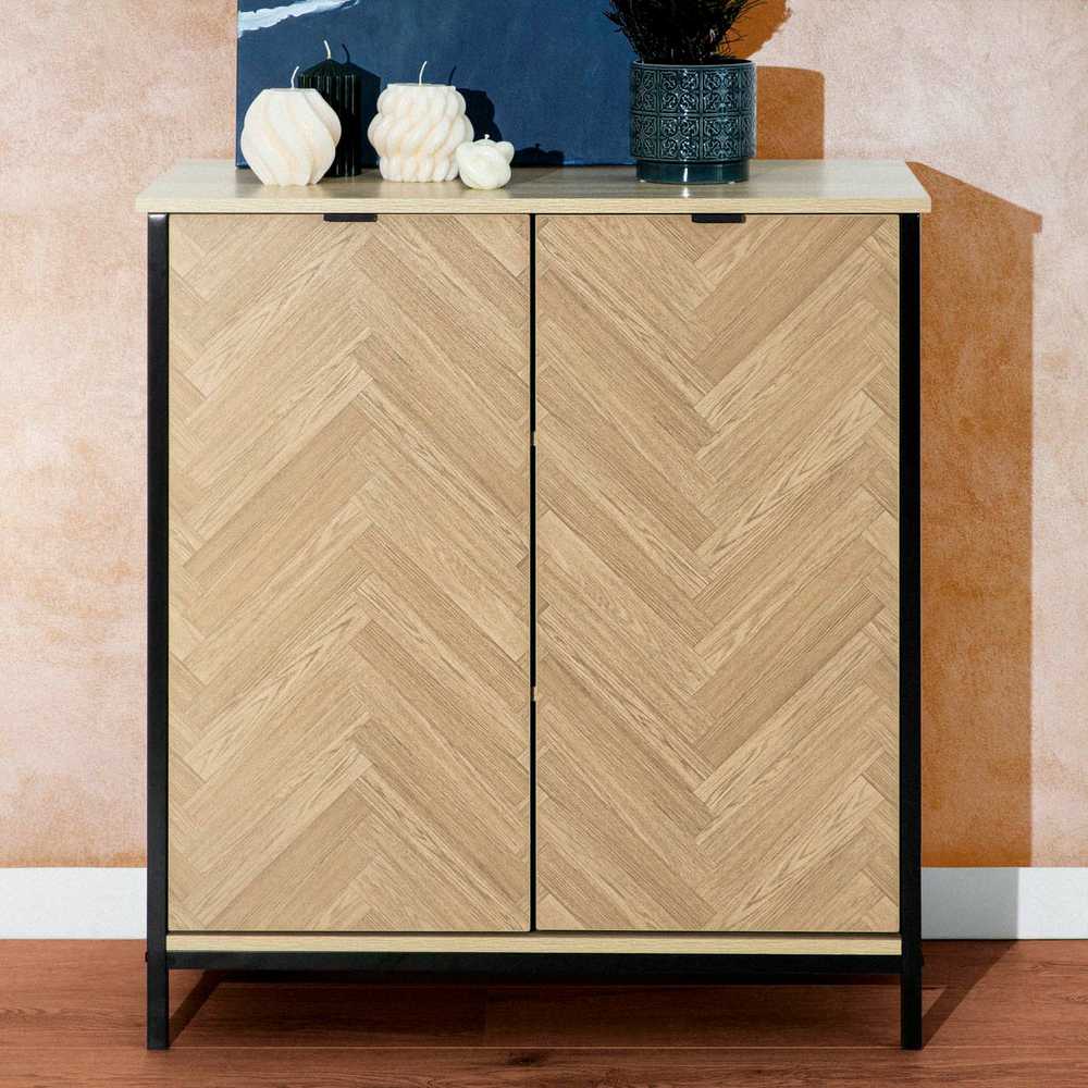 Homla Komoda | SWEN | naturalna su metalowymi nogami | 80x40x88 cm ...