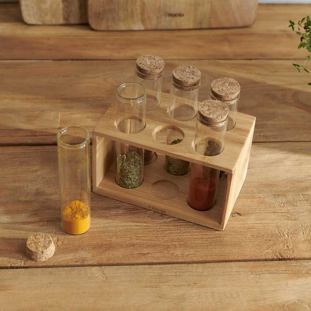 Homla Rinkinys przyprawników | TORANO | na stojaku - 6 słoiczków | 14x9 ...