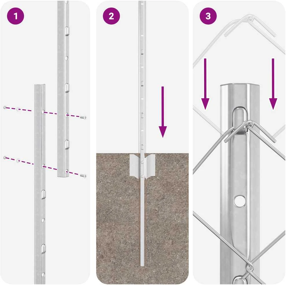 Tvora ir stulpas Sidabro 1 x 10 m Plienas, modelis - 3336296, žema ...