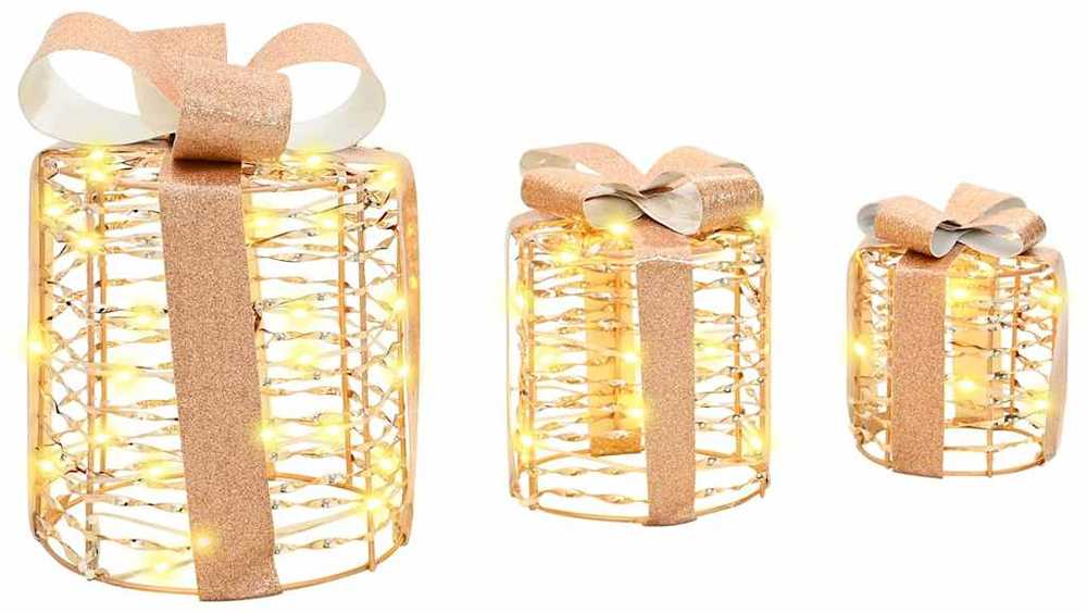 Dovanų Dėžutės Dekoracija 3 pcs Šilta balta 20 x 20 x 20 cm PET ...