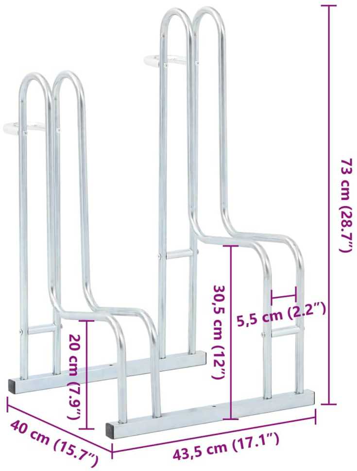 Dviračių stovas dviem dviračiams, galvanizuotas plienas, modelis - 4005568, žema kaina | Varle.lt