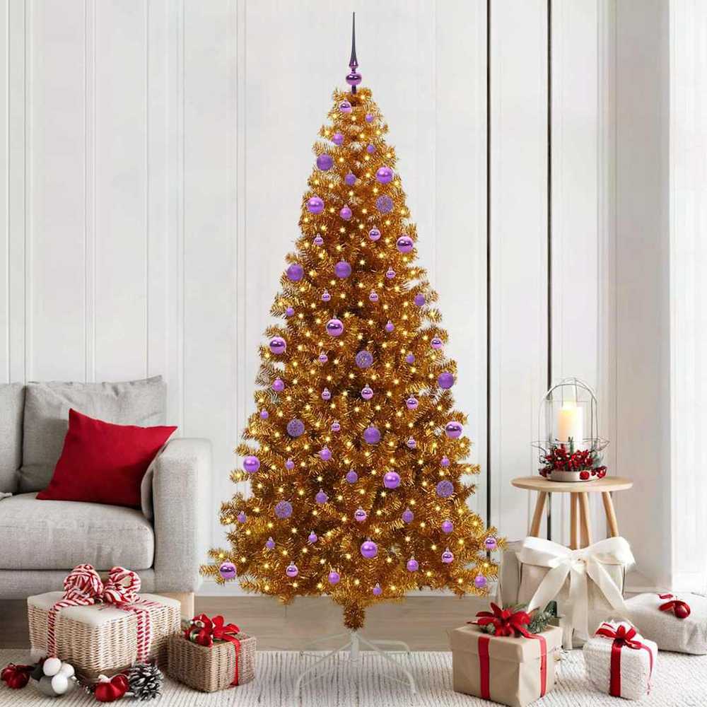 Kalėdų eglutė su 300 LED s stovu Auksinė 210 cm PET, modelis - 3396640 ...