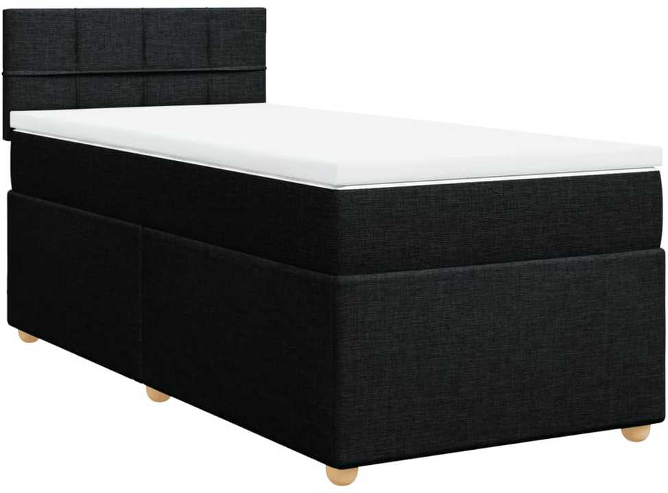 Spyruoklinė lova su čiužiniu, juoda, audinys, vienvietė, modelis ...