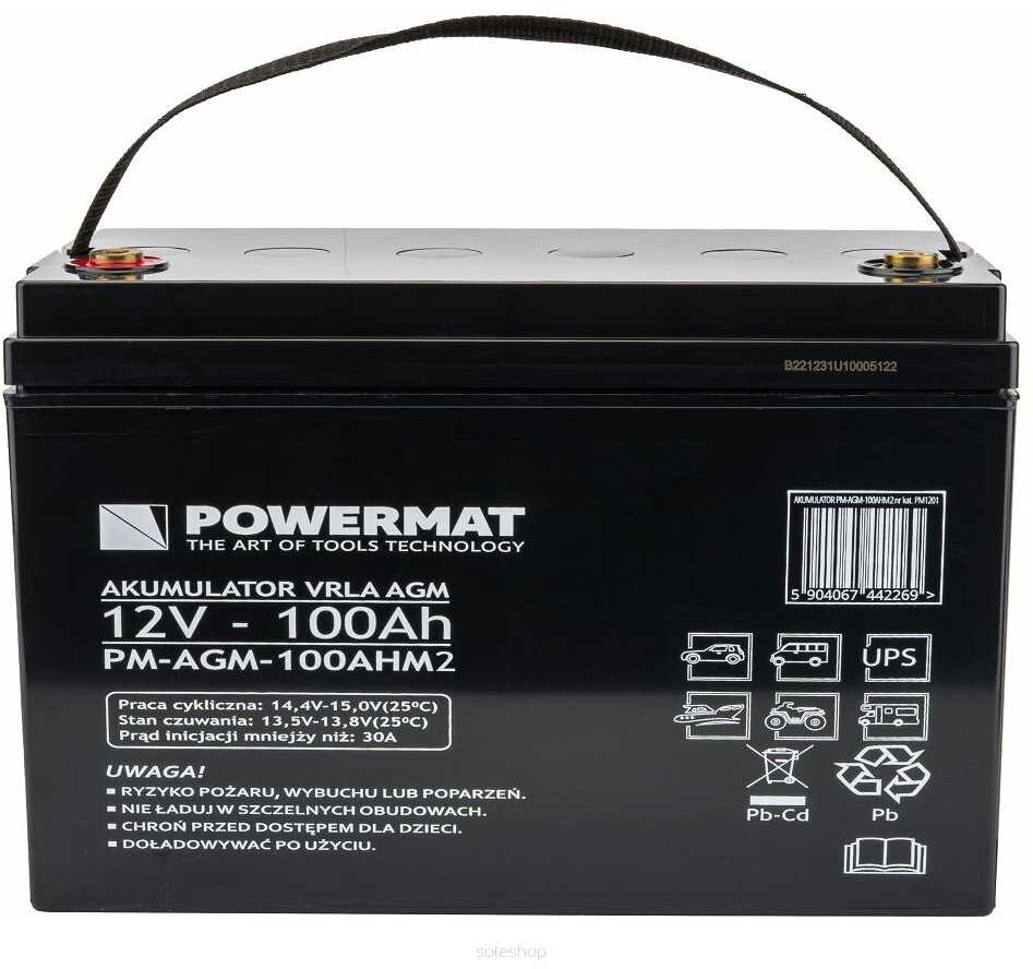 Akumuliatorius AGM, Powermat, 12V-100Ah, žema kaina | Varle.lt