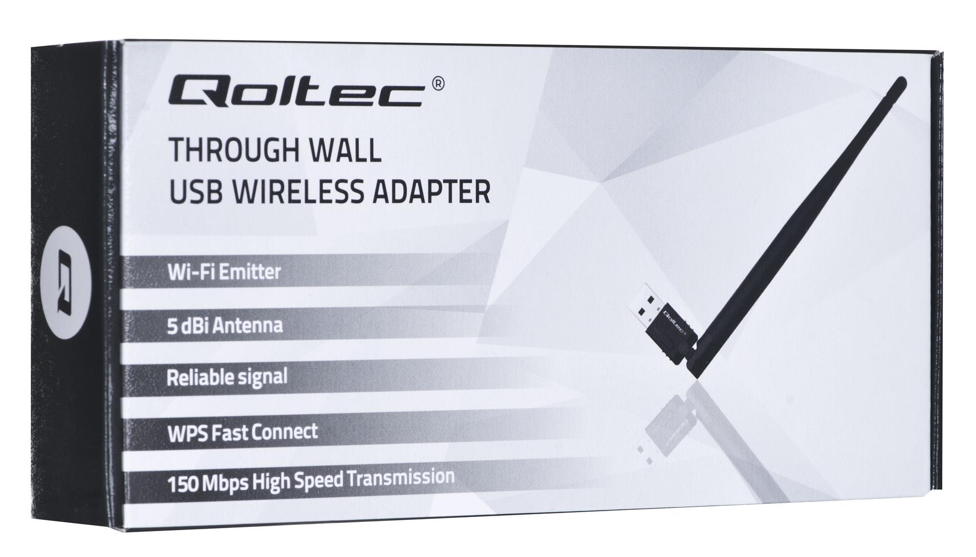 Qoltec belaidis adapteris Wi-Fi USB su antena, 57001, modelis - 57001 ...
