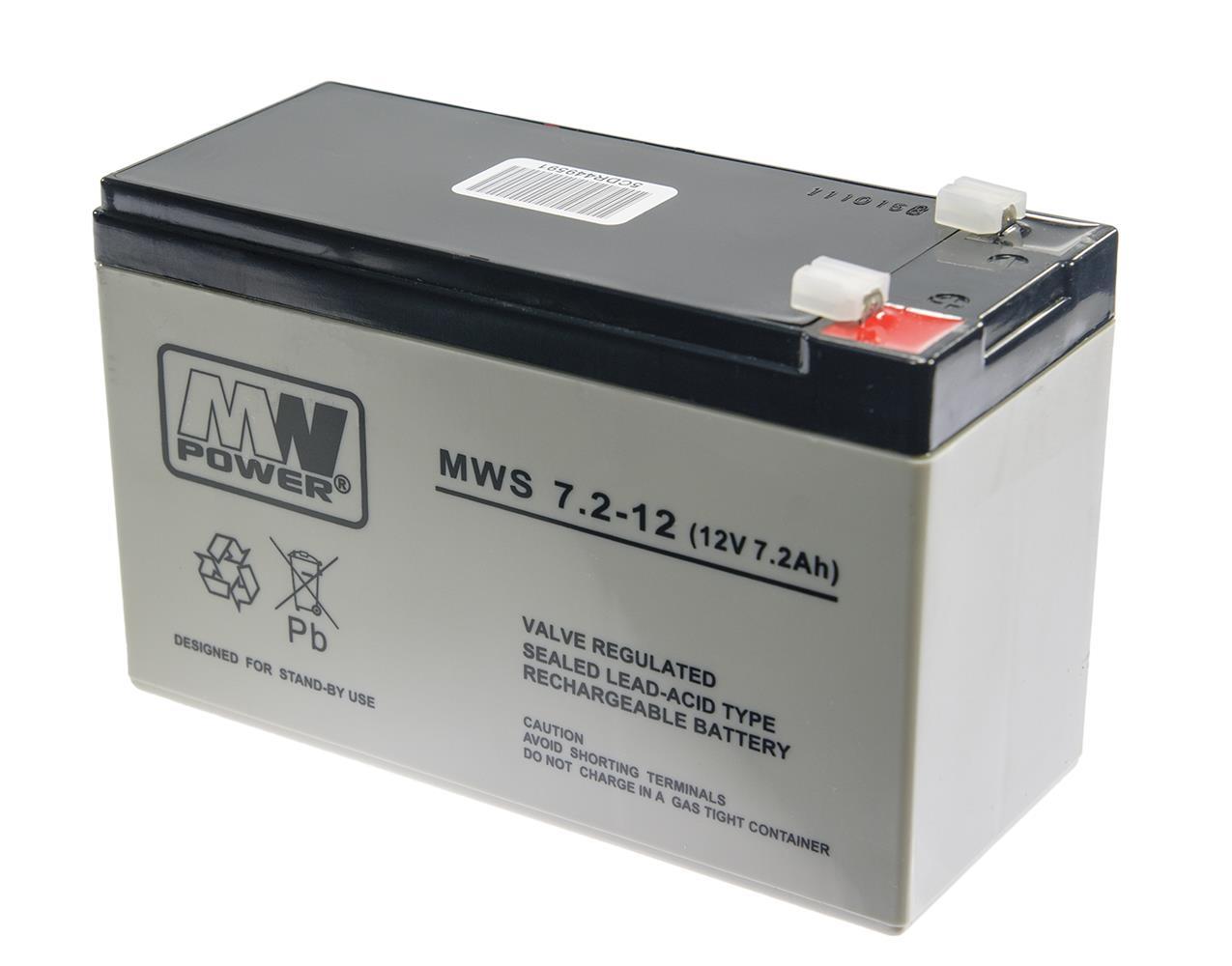 Power MWS 12V 7.2Ah F1(187) AGM akumuliatorius, 5 metai, modelis - MWS 7.2-12, žema kaina | Varle.lt