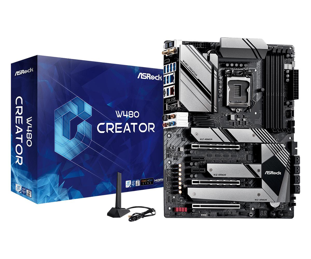 Pagrindinė plokštė ASRock W480 Creator / Intel W480 / LGA1200 / ATX, modelis - 90-MXBC30-A0UAYZ ...