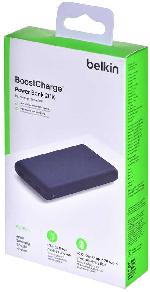 Belkin POWERBANK 20.000MAH 15W / USB-A UND USB-C ANSCHLUSS BLAU ...