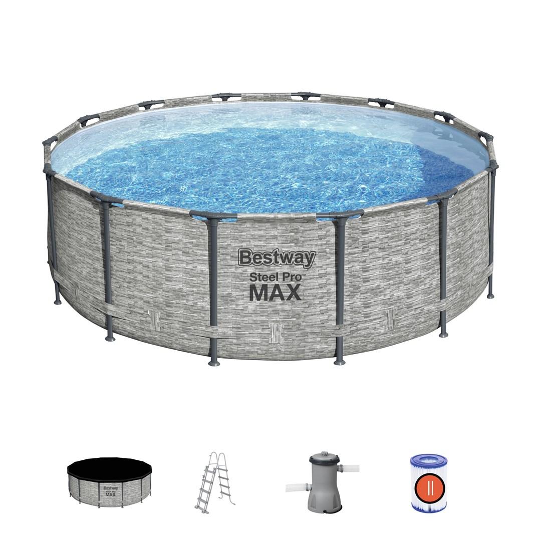 Bestway Steel Pro MAX Above Ground Pool Set Round 4.27 m x 1.22 m ...