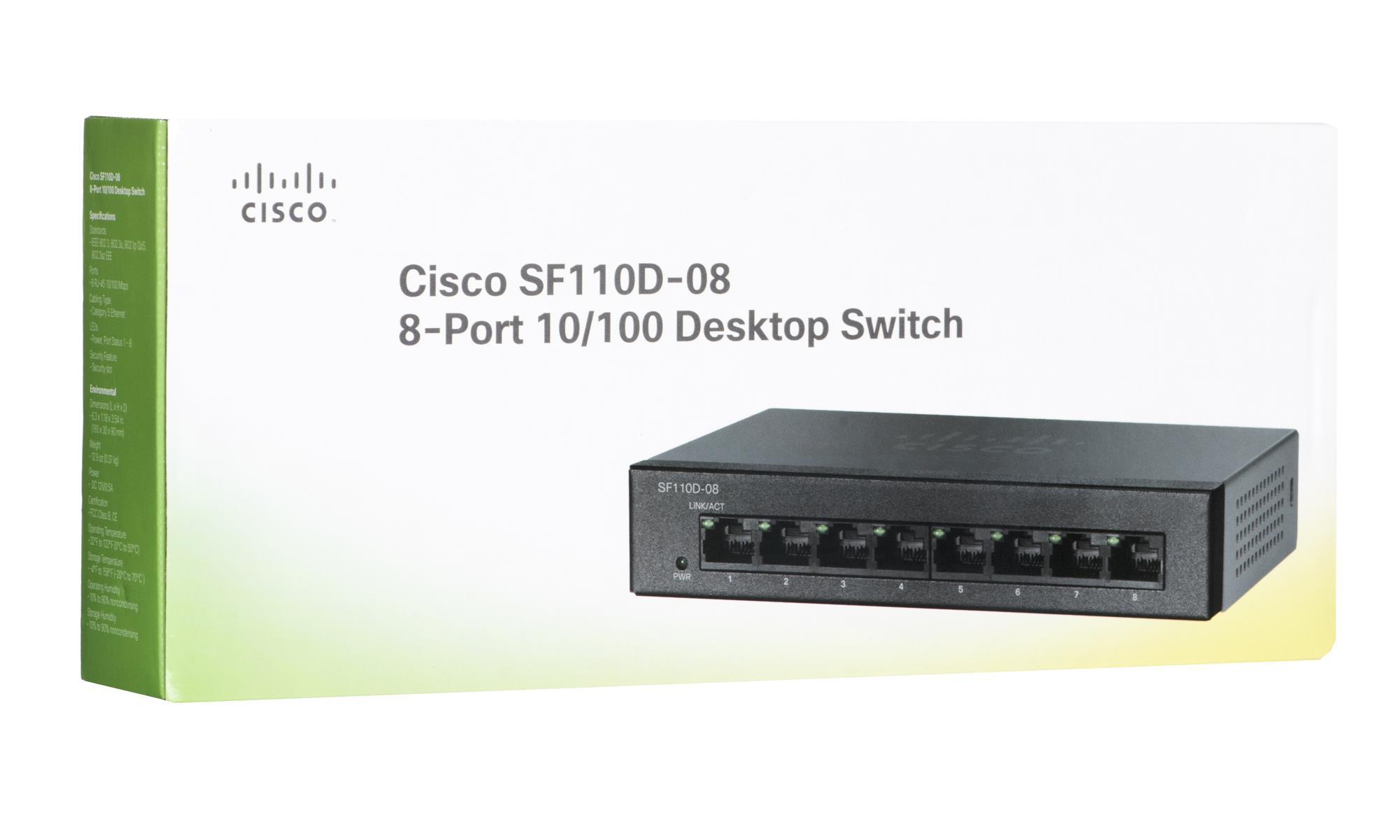 Šakotuvas Cisco SF110D-08 8 prievadų 10 / 100 darbalaukio jungiklis ...