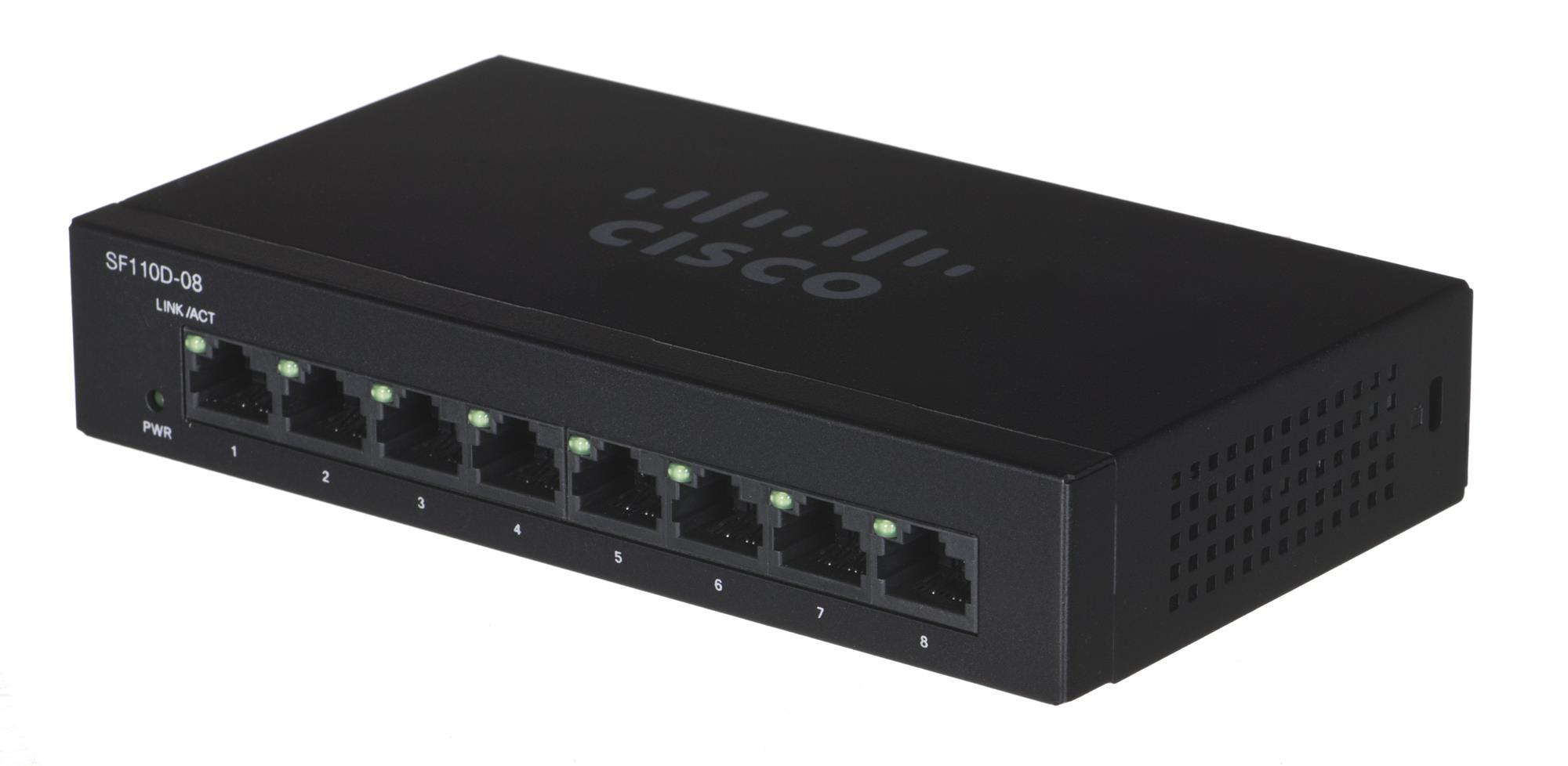 Šakotuvas Cisco SF110D-08 8 prievadų 10 / 100 darbalaukio jungiklis ...