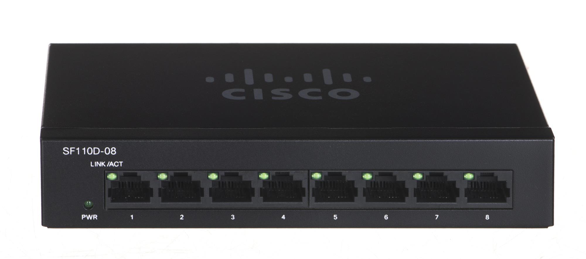 Šakotuvas Cisco SF110D-08 8 prievadų 10 / 100 darbalaukio jungiklis ...