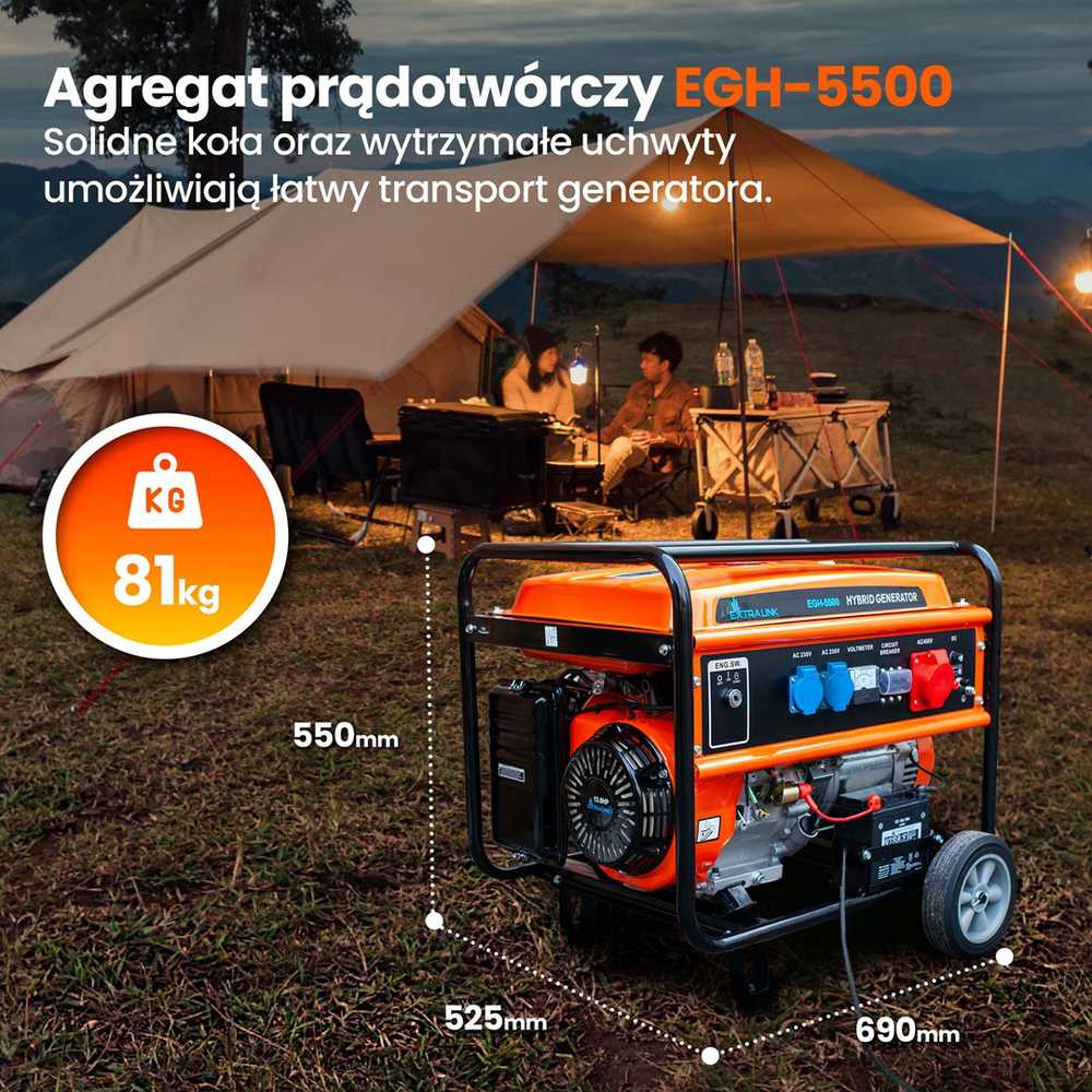 Hibridinis elektros generatorius Extralink EGH-5500, 5.5kW, modelis ...