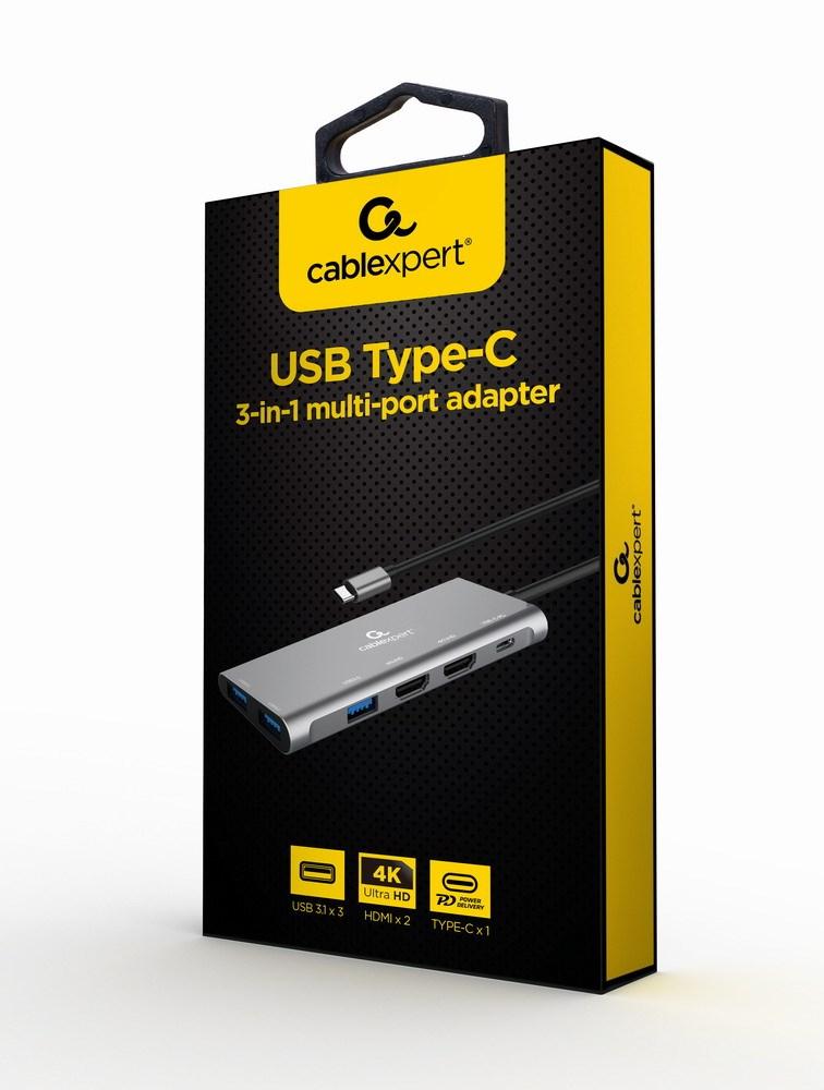 GEMBIRD A-CM-COMBO3-03 kelių prievadų adapteris C tipo USB 3in1 ...